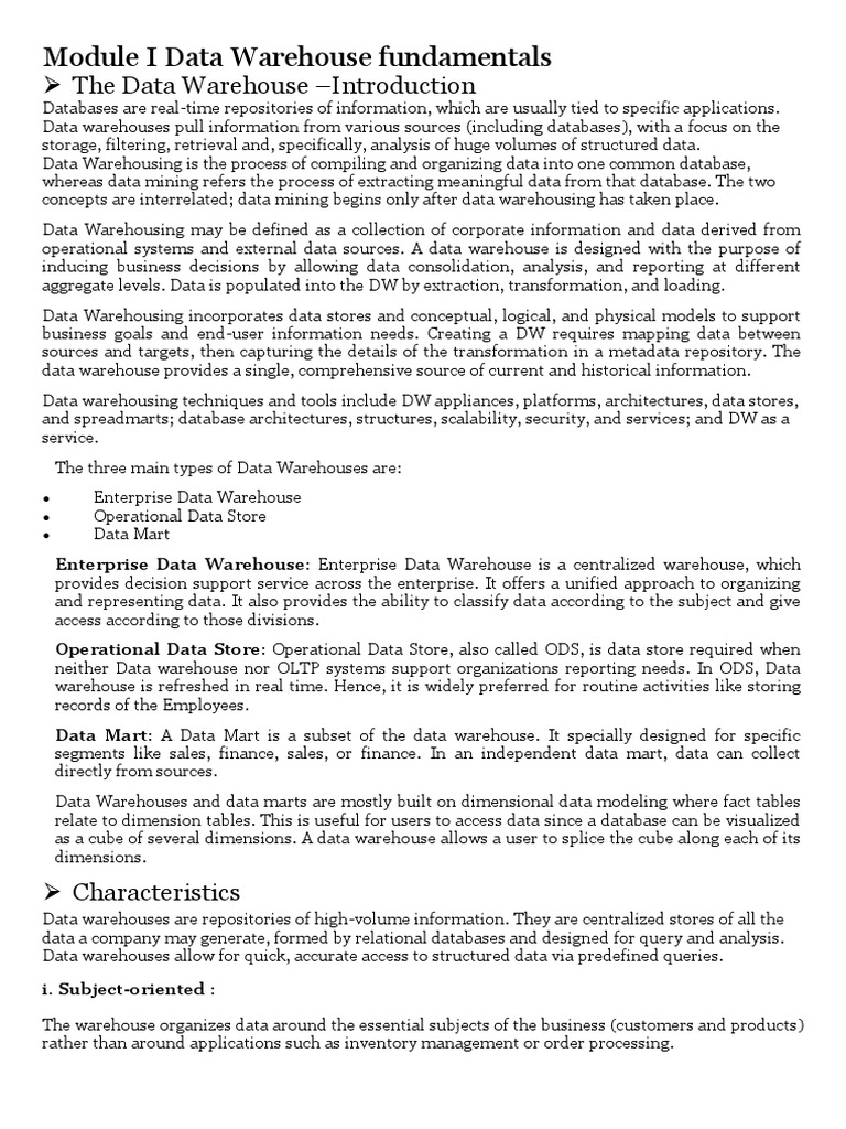 Data Mining Warehousing I & II | PDF | Data Warehouse | Databases