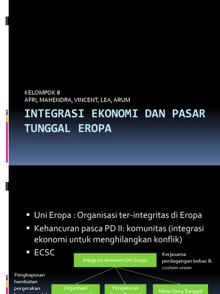 Presentasi Integrasi Ekonomi Dan Pasar Tunggal Eropa | PDF