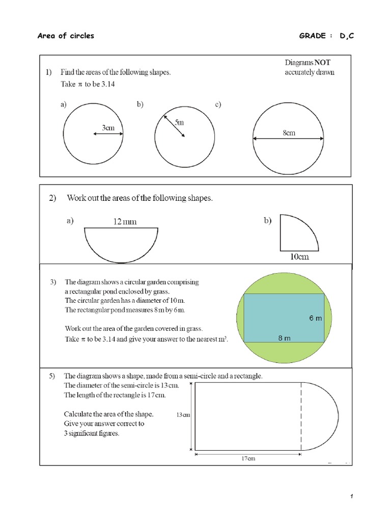 Area of Circles D-C | PDF