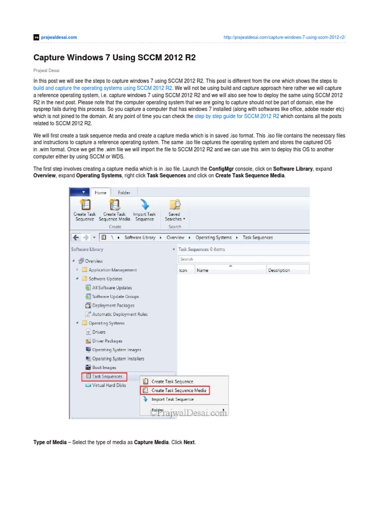 Capture Windows 7 Using SCCM 2012 R2 | PDF | Operating System | Booting