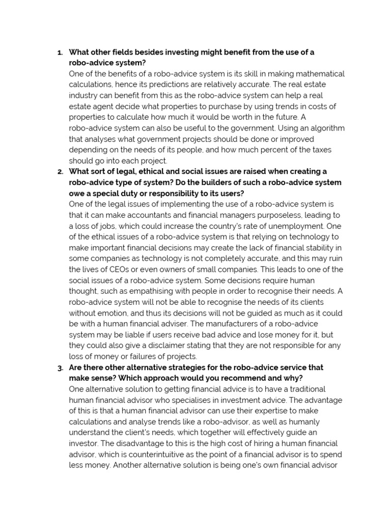 FUNDSYS Robo-Advice Case Study | PDF | Financial Adviser | Investing