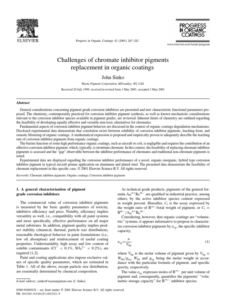 Challenges of Chromate Inhibitor Pigments Replacement in Organic ...