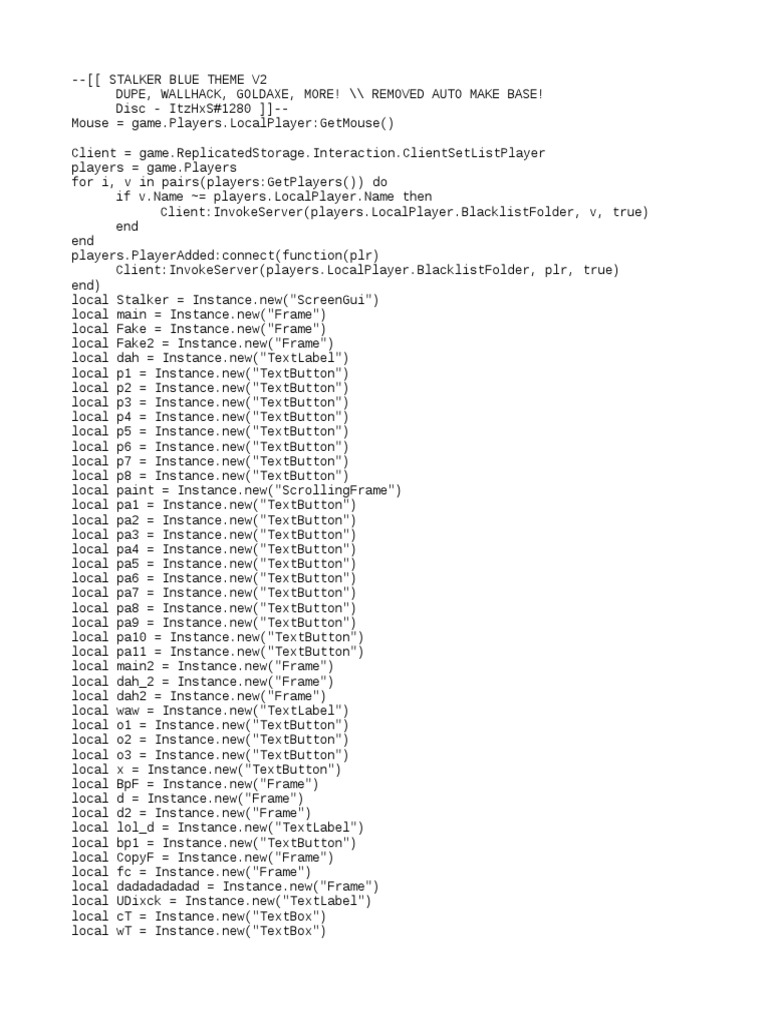 Stalker LT2 Script with Dupe, GoldAxe & More | PDF