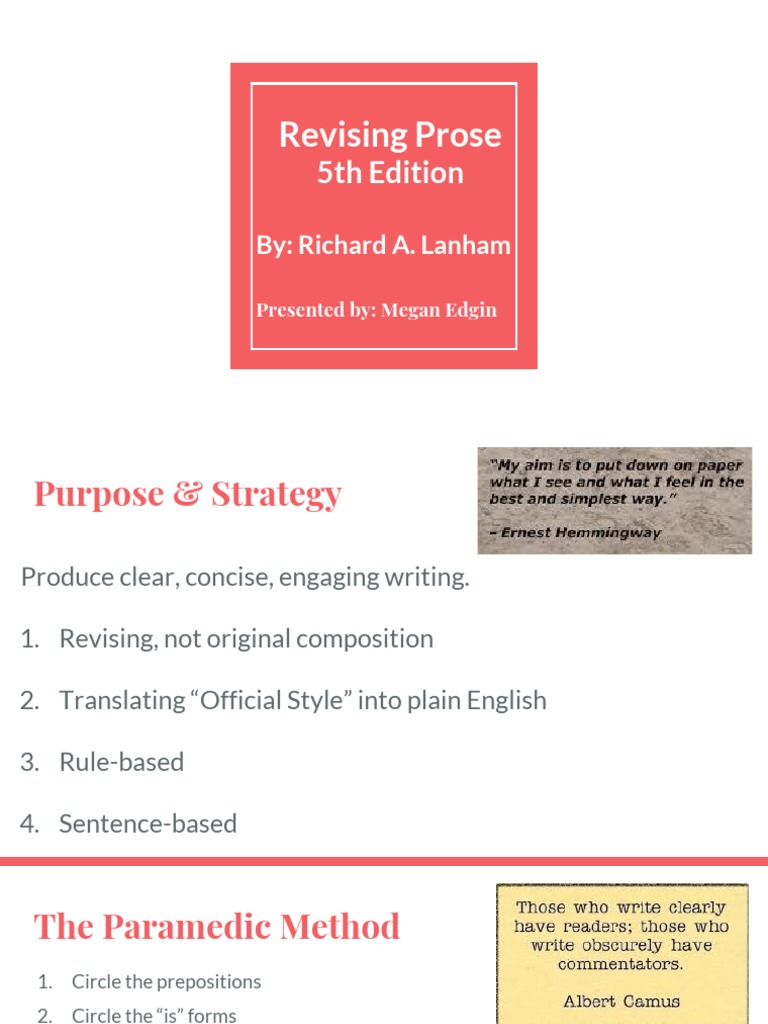 Revising Prose | PDF | Subject (Grammar) | Sentence (Linguistics)