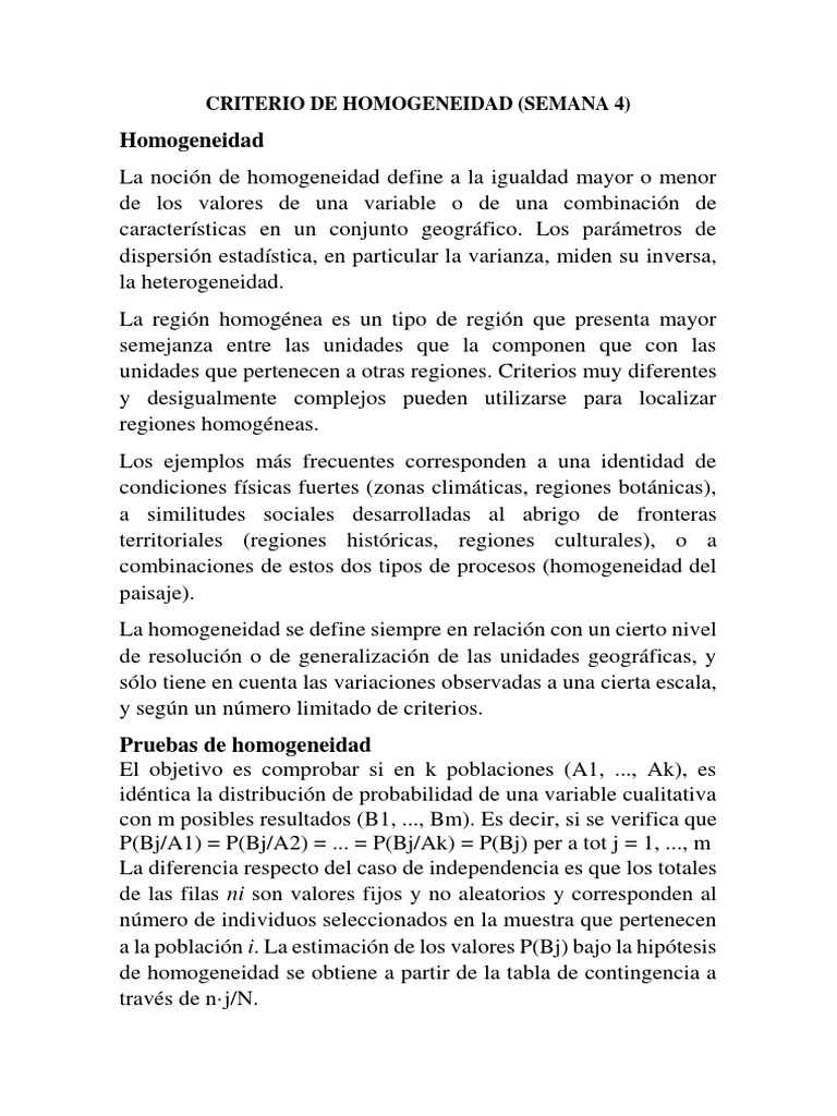 Criterios de Homogeneidad en Estadística | PDF | Muestreo (Estadísticas ...