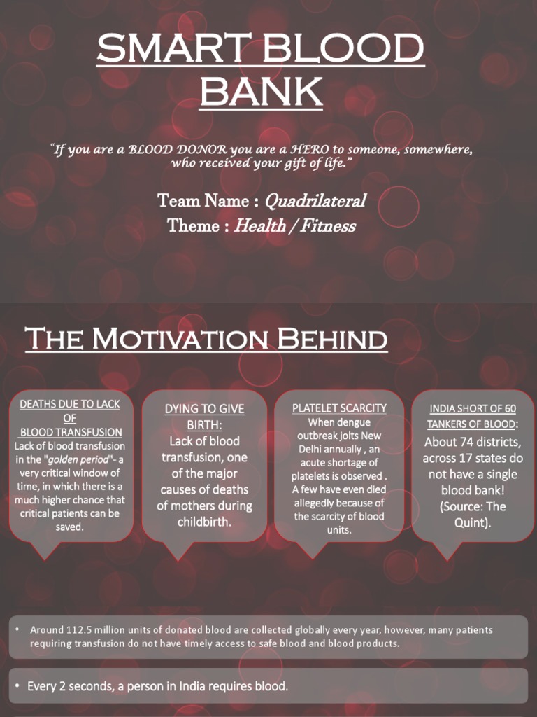 Smart Blood Bank: Quadrilateral Health / Fitness | PDF | Blood Donation ...