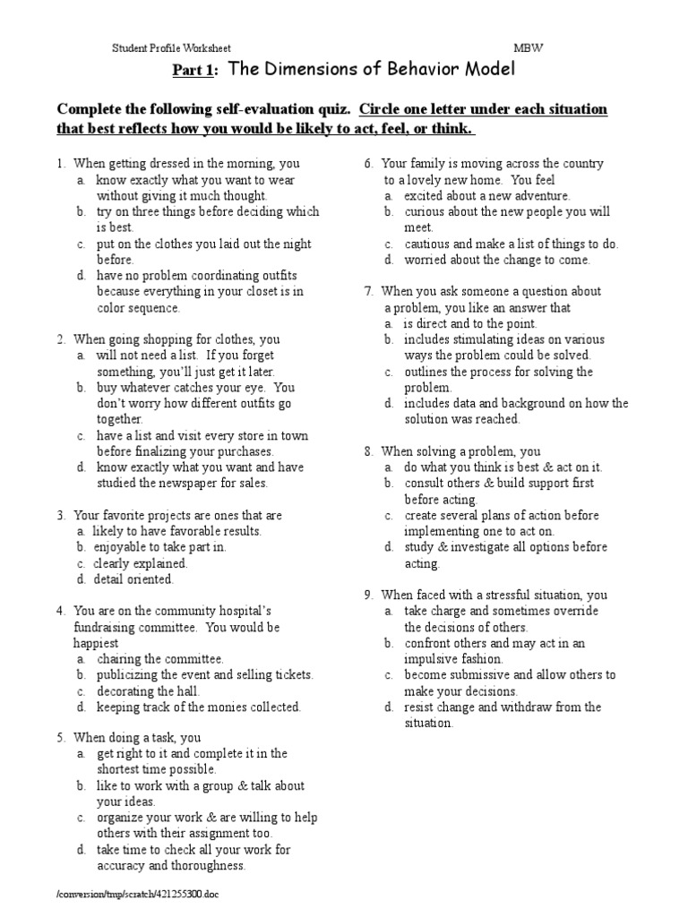 Student Behavior and Personality Profile | PDF | Leadership ...
