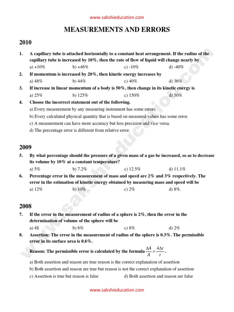 Measurements Errors | PDF | Accuracy And Precision | Measurement