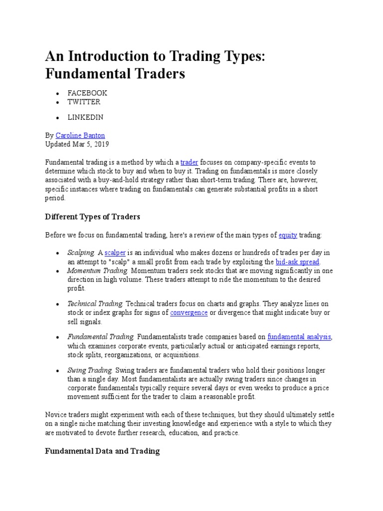 Fundamental Trading Types Guide | PDF | Stock Trader | Financial Analyst