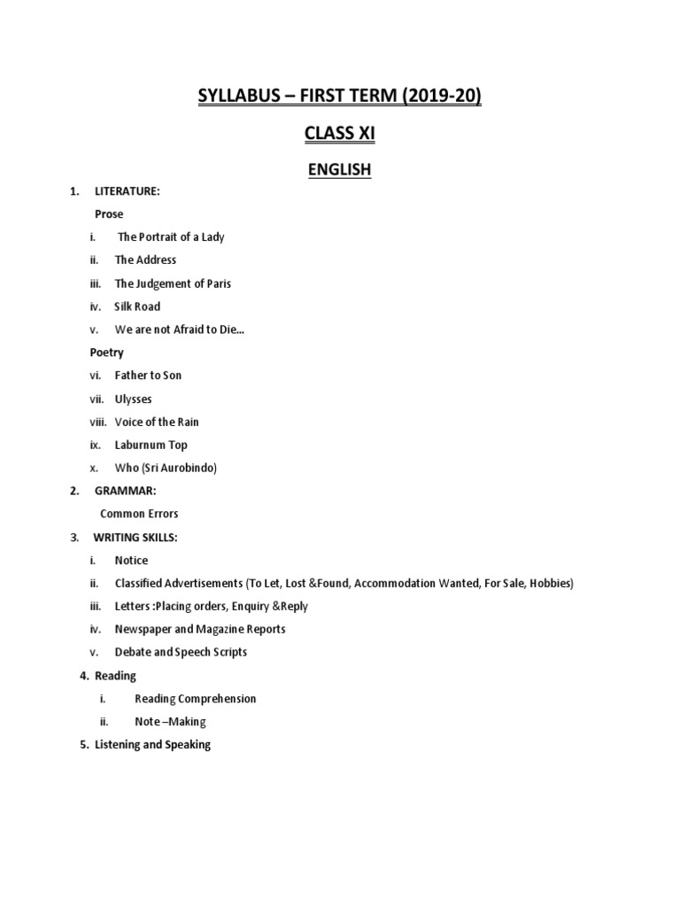 Syllabus XI Term1 Compressed | PDF | Drawing | Sociology