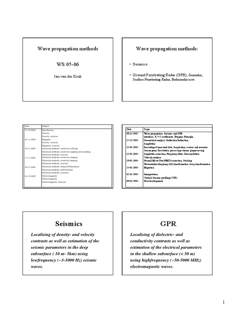 Seismics GPR: Wave Propagation Methods Wave Propagation Methods | PDF ...