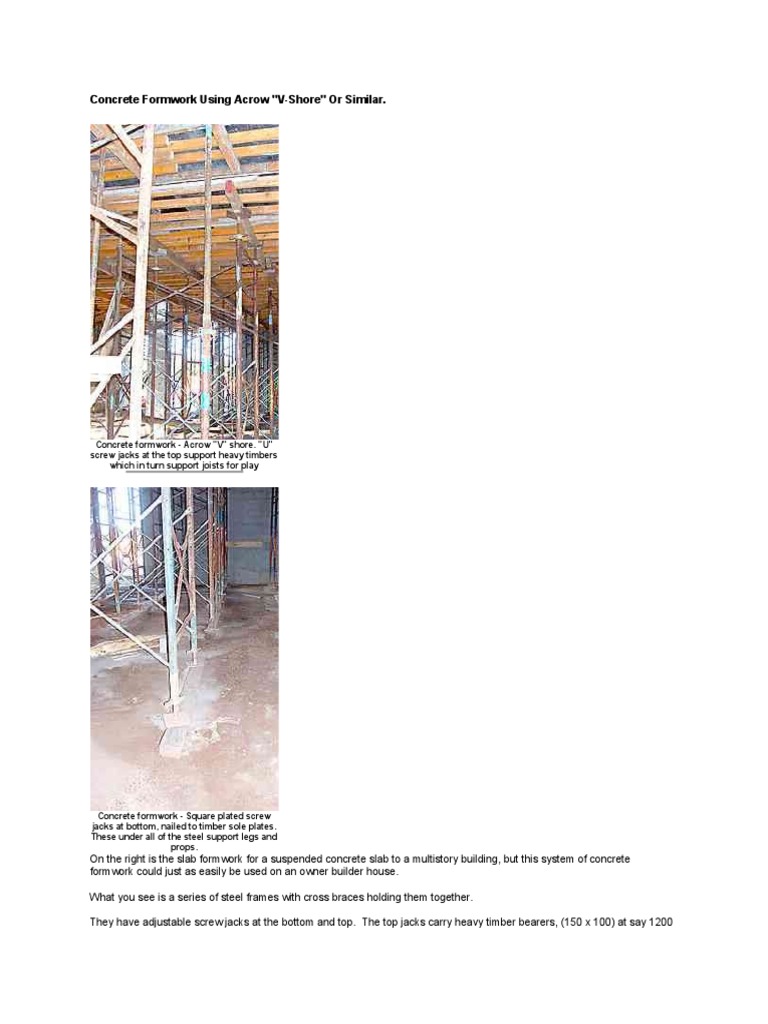 Concrete Formwork Using Acrow | PDF | Framing (Construction) | Lumber