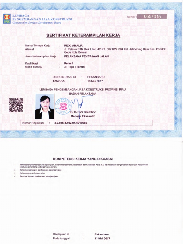 SKT Pelaksana Pekerjaaan Jalan | PDF