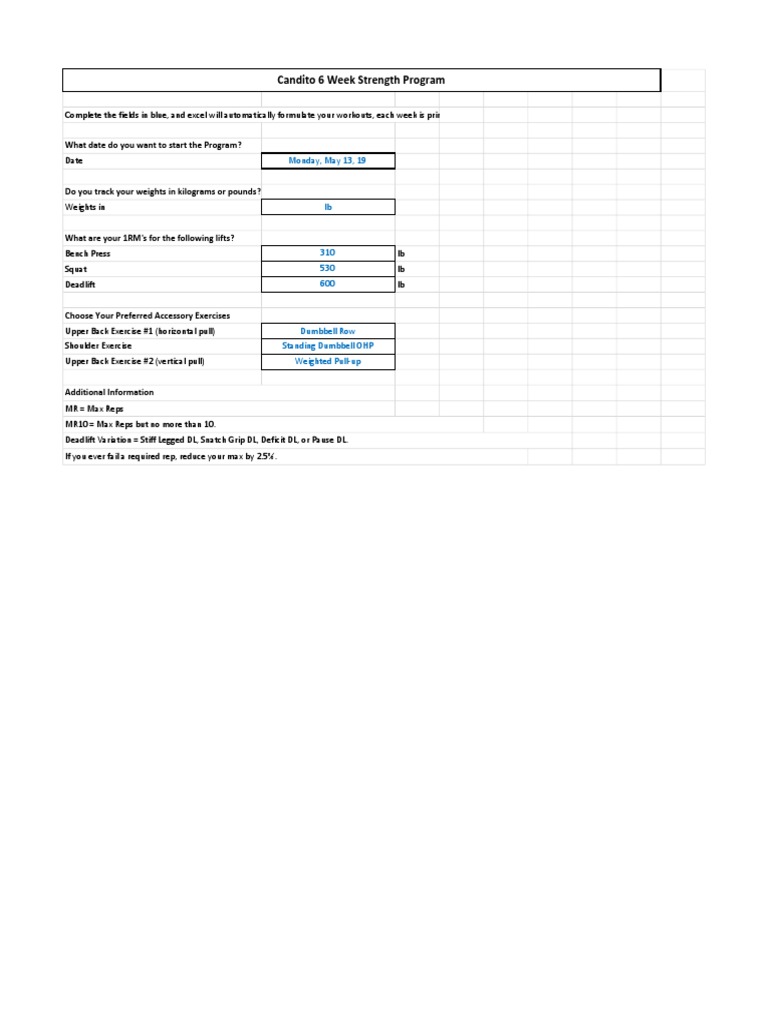 Candito 6 Week Program | PDF | Management Of Obesity | Individual Sports
