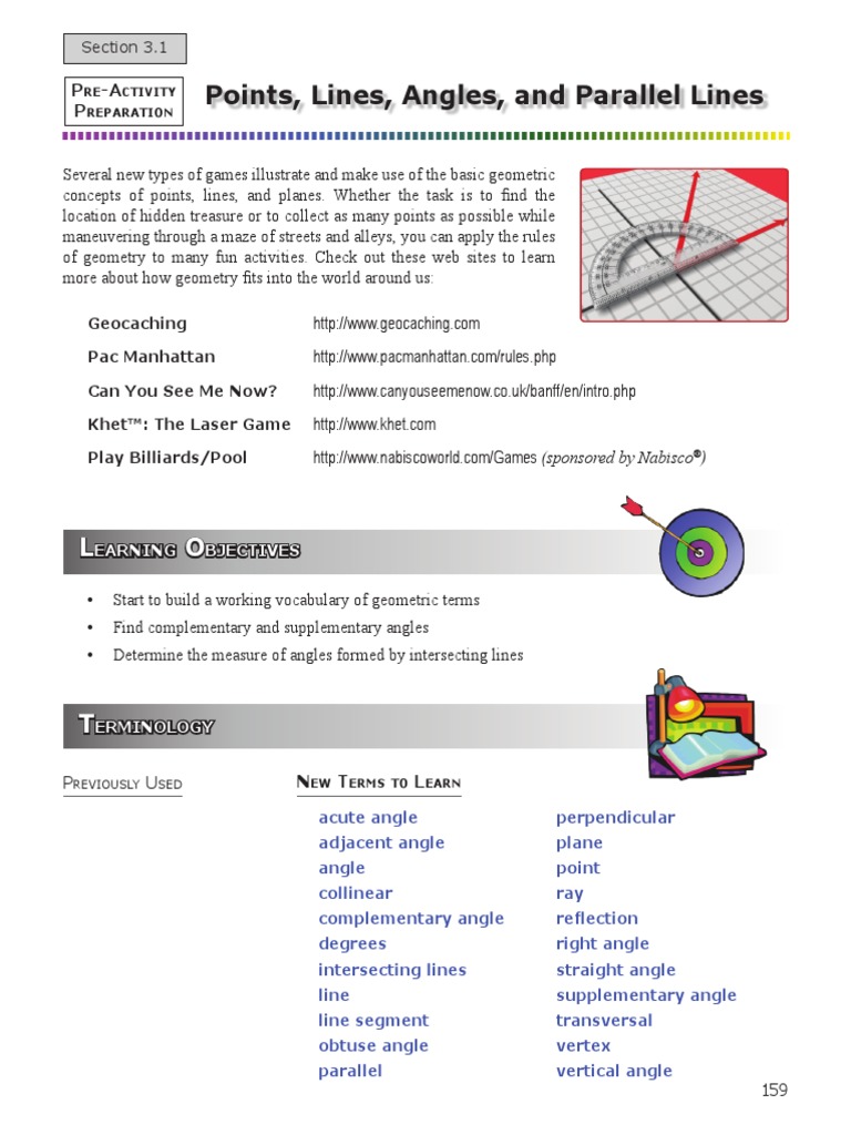 Points, Lines, Angles, and Parallel Lines | PDF | Angle | Line (Geometry)