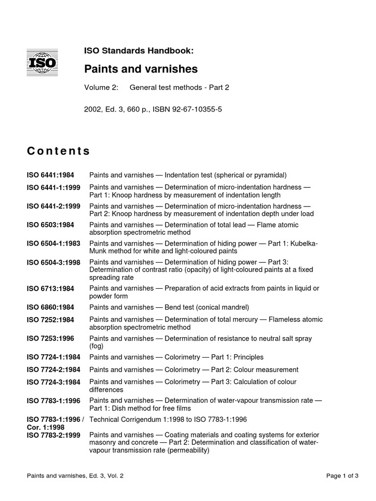 ISO Standards Handbook Paints 2 | PDF | Paint | Varnish