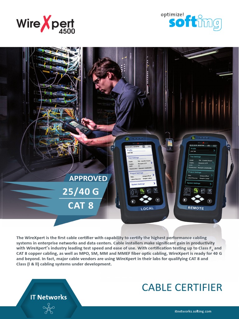 Softing IT Networks WireXpert 4500 Datasheet EN PDF | PDF | Decibel | Optical Fiber