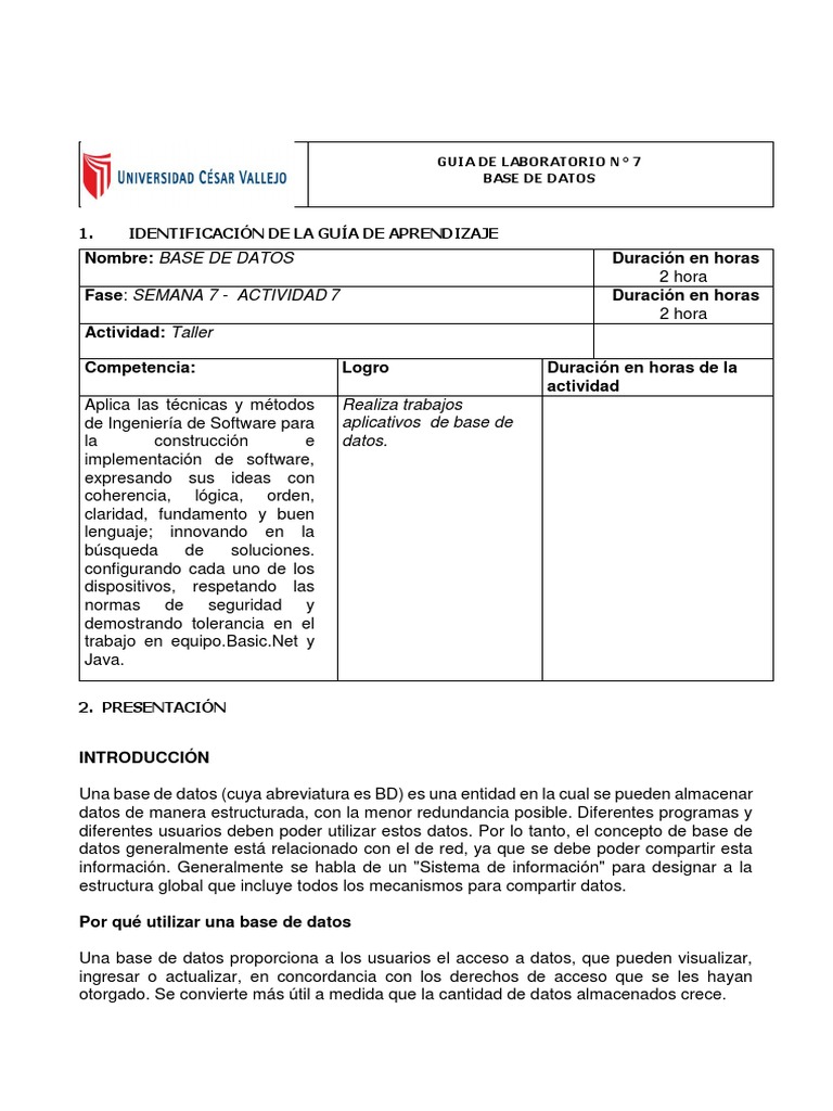 Guia de Laboratorio 7. Capa de Persistencia | PDF | Bases de datos ...