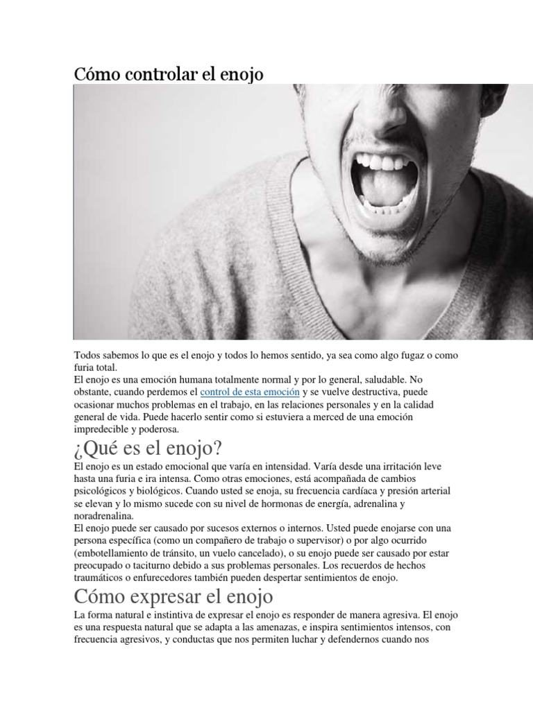 Cómo Controlar El Enojo | PDF | Ira | Las emociones