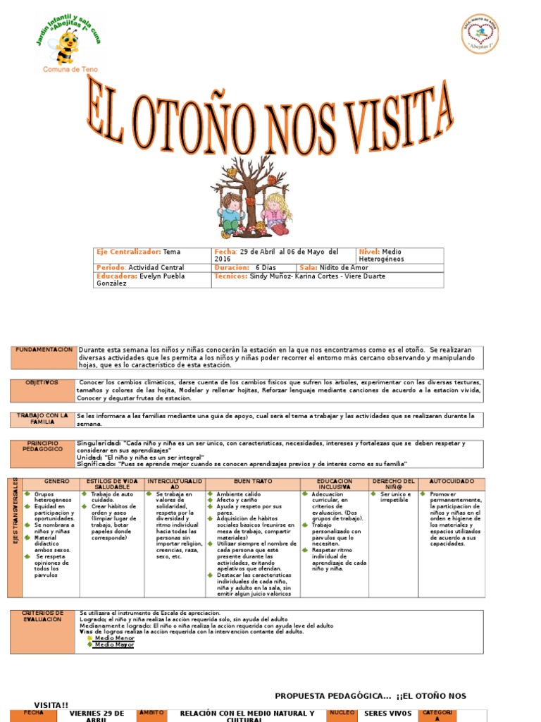 Planificacion El Otoño | PDF | Adultos | Aprendizaje