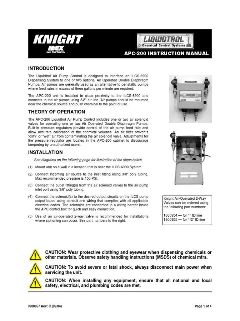 Apc-200 Instruction Manual: 0900957 Rev: C (09/04) Page 1 of 4 | PDF ...