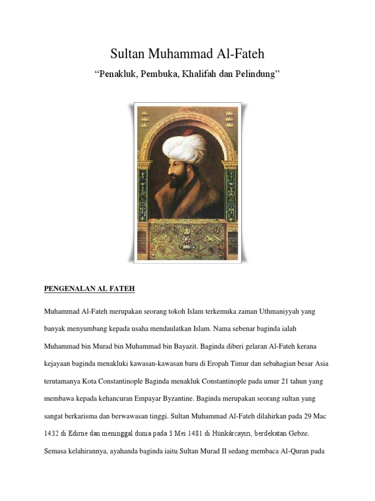 Biografi Sultan Muhammad Al-Fateh | PDF | Sejarah