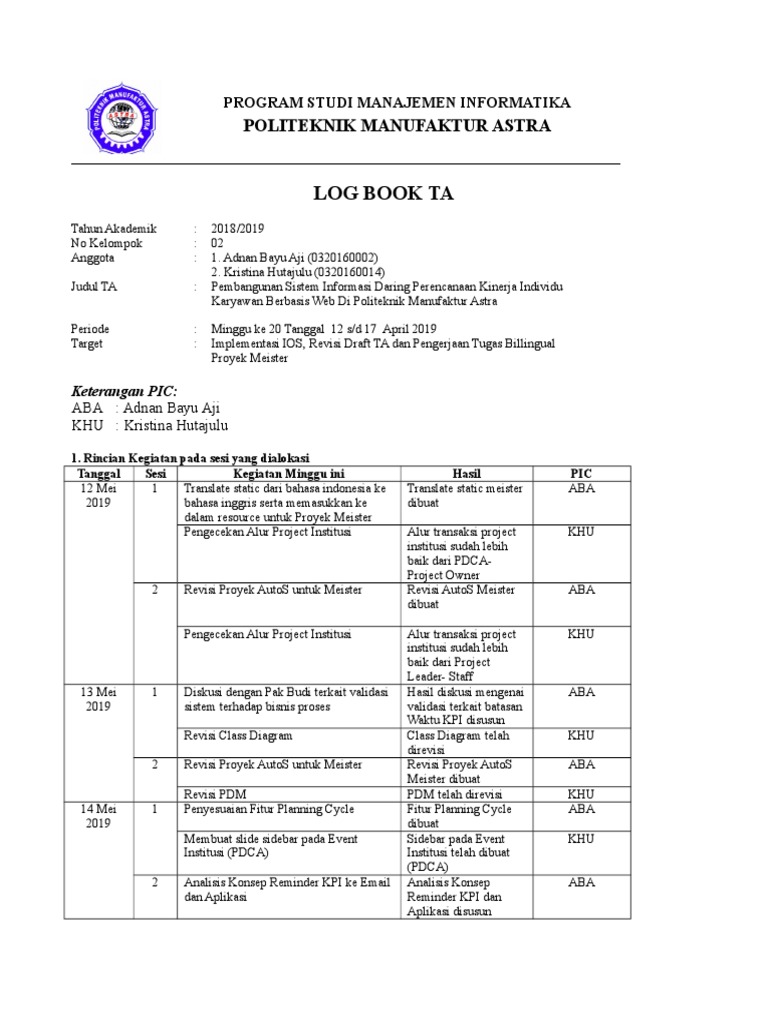 LogBook TA2016 02 - Adnan | PDF