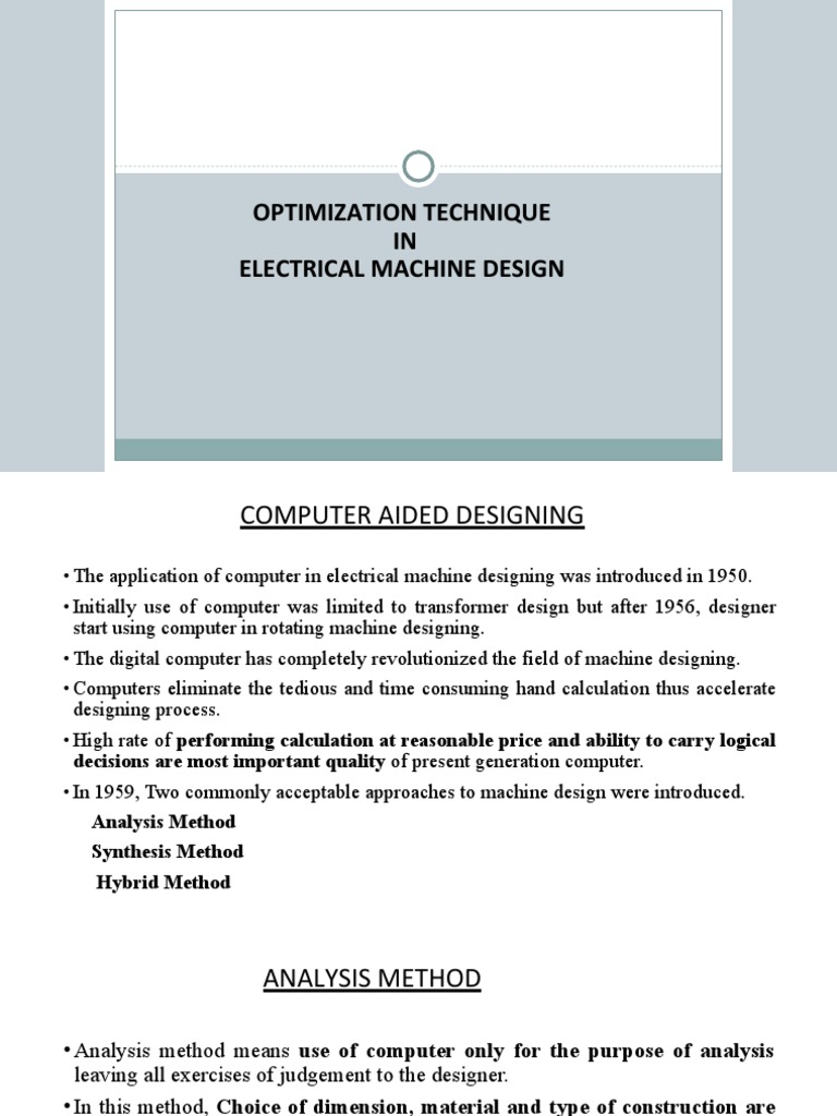 Optimization of Electrical Machines Using Computer-Aided Design Techniques | PDF | Genetic ...