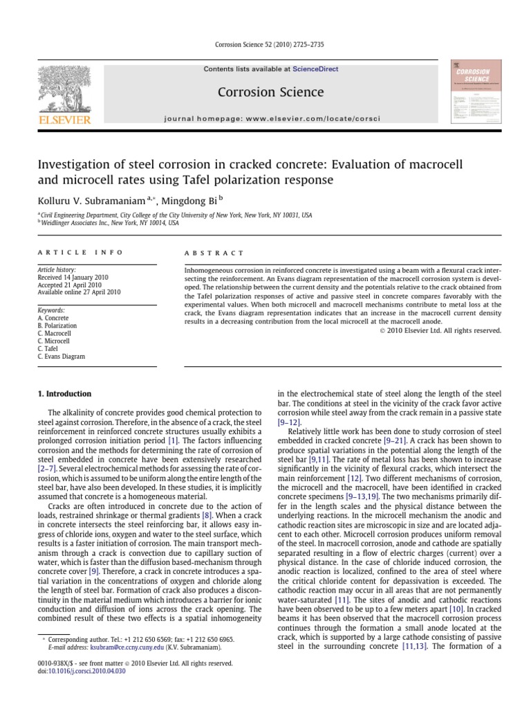 Investigation of Steel Corrosion in Cracked Concrete Evaluation of ...