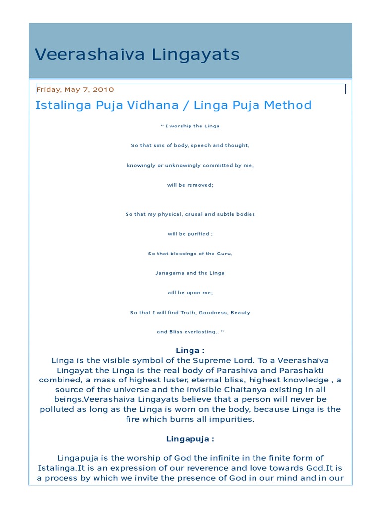 Istalinga Puja Vidhana Linga Puja | PDF | Shiva | Hindu Behaviour And Experience