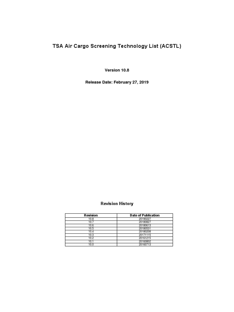 TSA Air Cargo Screening Technology List | PDF | Transportation Security ...