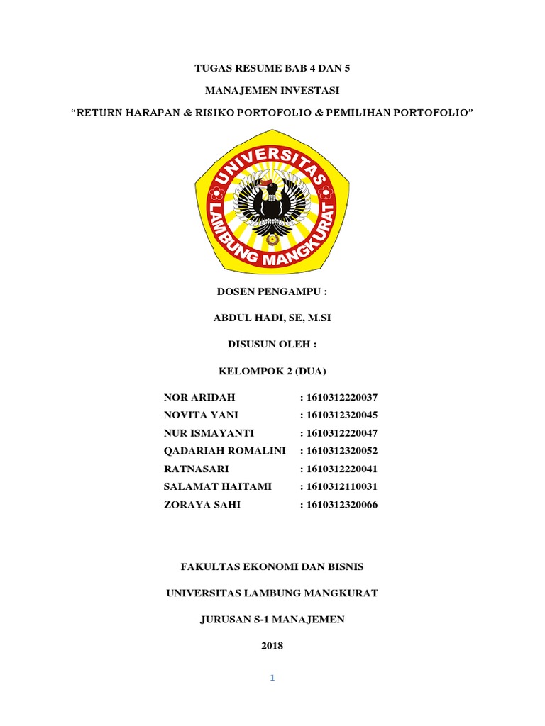 Return dan Risiko dalam Investasi | PDF | Pengelolaan Keuangan & Uang | Ilmu Sosial