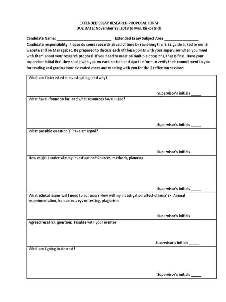 IB EE Proposal Form | PDF | Essays | Mentorship