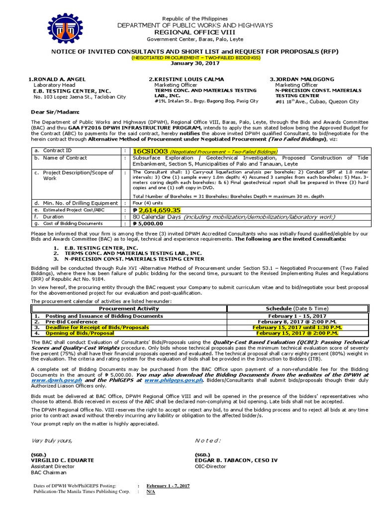 Notice of Consultant's Eligibility and RFP | PDF | Government | Business