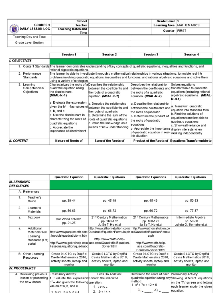 G9 Week 3 | PDF | Quadratic Equation | Zero Of A Function