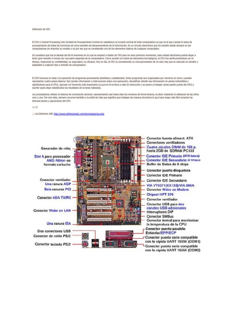 Definición de CPU | PDF | Unidad Central de procesamiento | Poco
