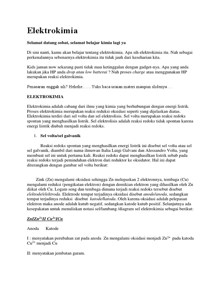 Elektrokimi A1 | PDF | Sains & Matematika