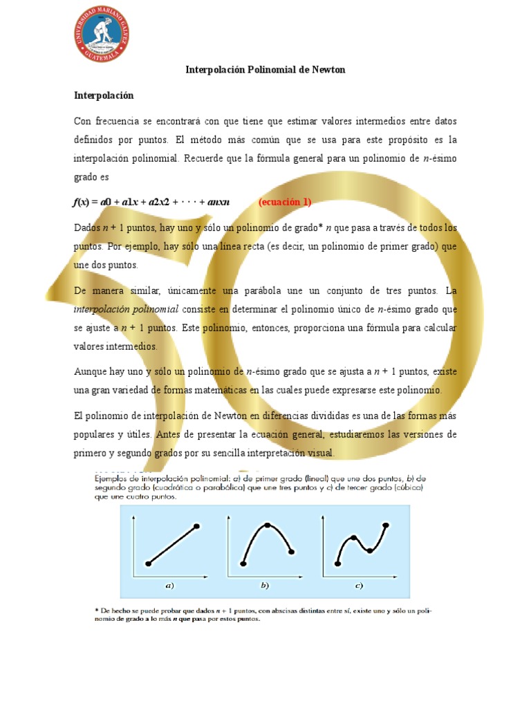 Interpolación Polinomial de Newton | PDF | Ecuación cuadrática | Ecuaciones