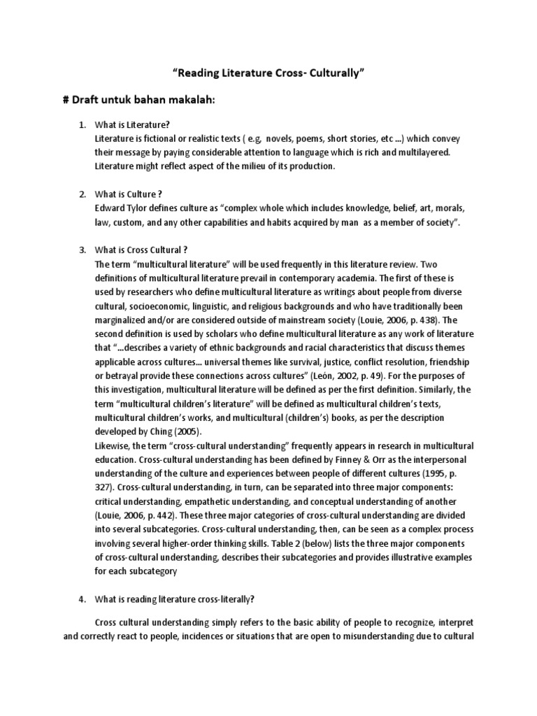 Cross-Cultural Understanding in Literature | PDF | Multiculturalism ...