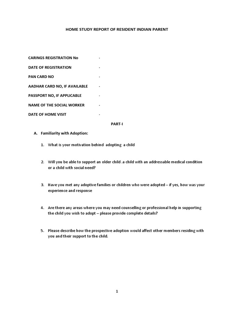 Home Study Report of Resident Indian Parent | Download Free PDF ...