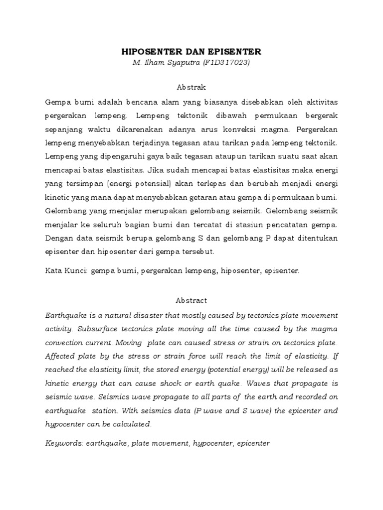Hiposenter Dan Episenter | PDF