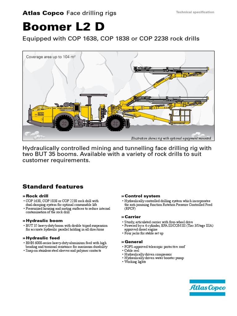 Boomer L2 D - Technical Specification | PDF | Drilling Rig | Drill