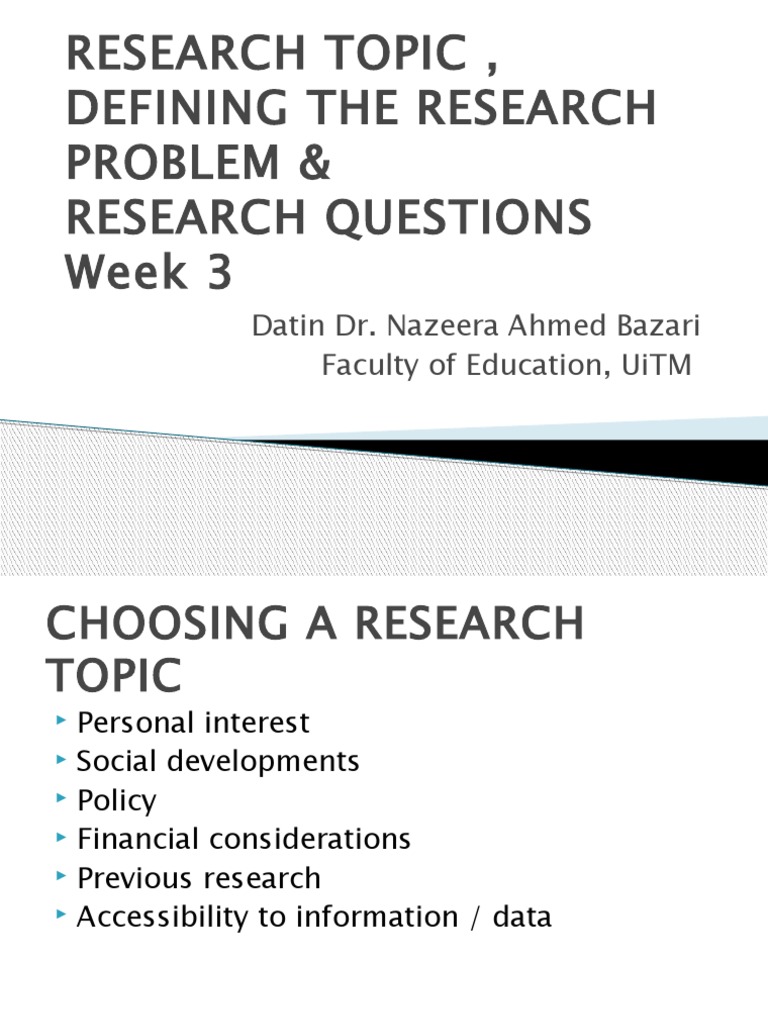 Research Problem and Questions Guide | PDF | Qualitative Research ...