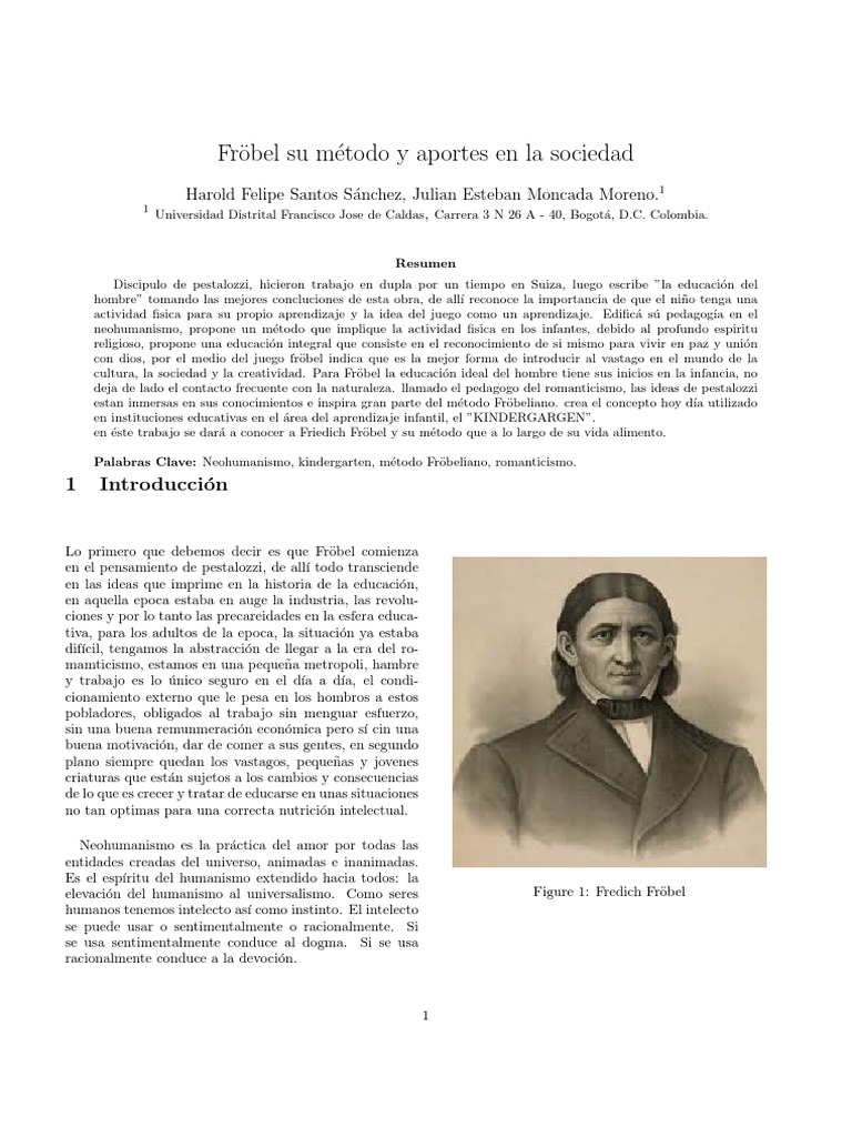 Aportes de Fröbel a la Educación Infantil | PDF | Conceptos ...
