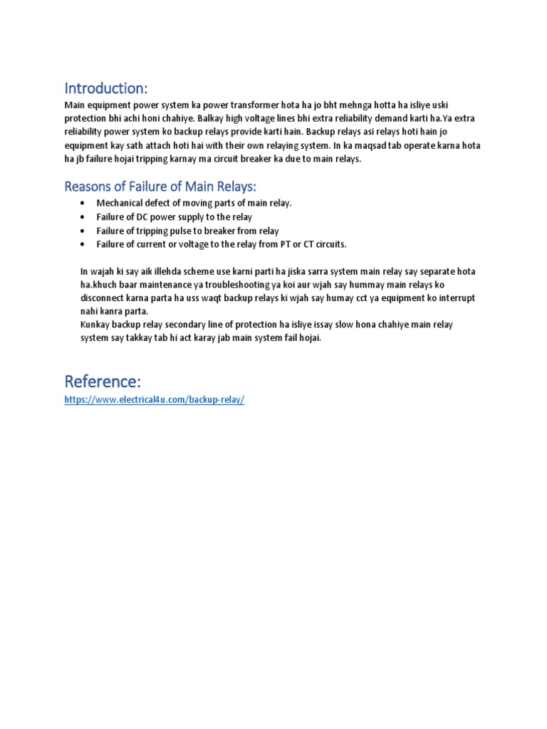 Reference:: Reasons of Failure of Main Relays | PDF | Power Engineering ...