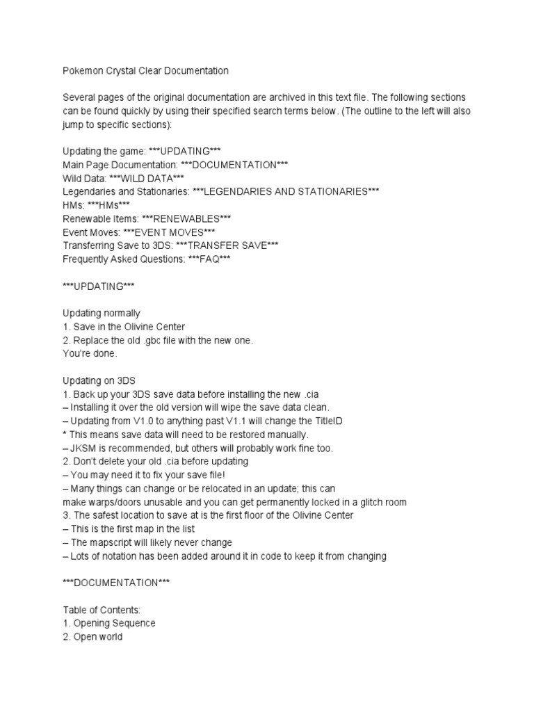 Guide For Playing Crystal Clear | PDF | Pokémon | Nature