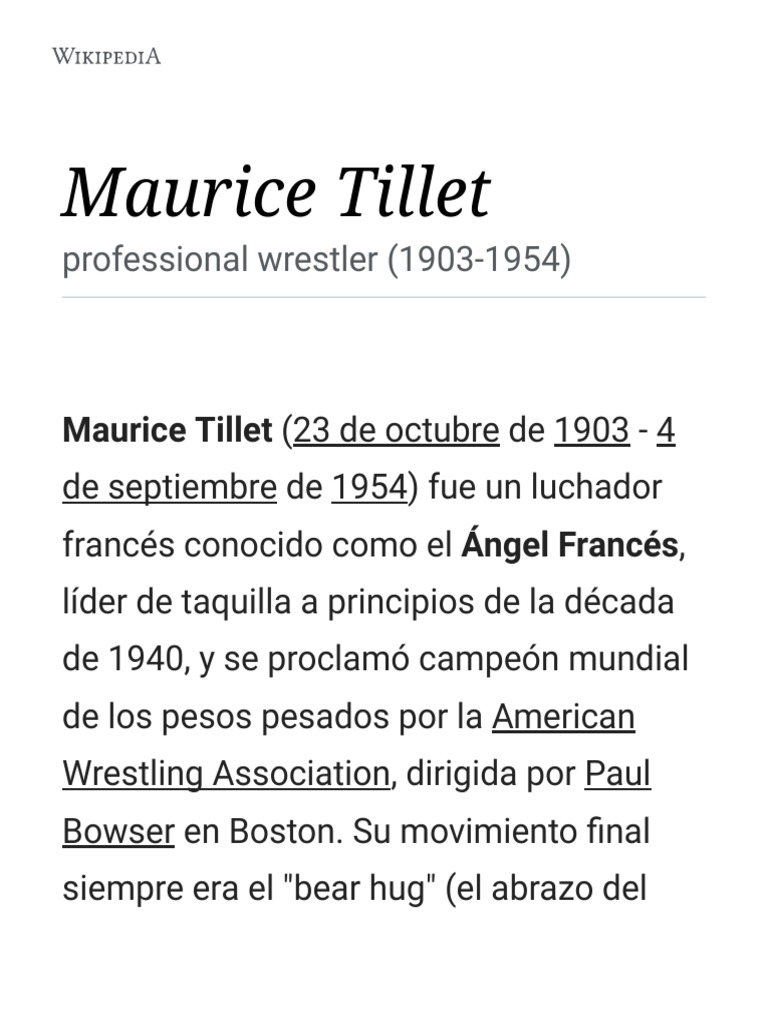 Maurice Tillet - Wiki | PDF | Lucha profesional