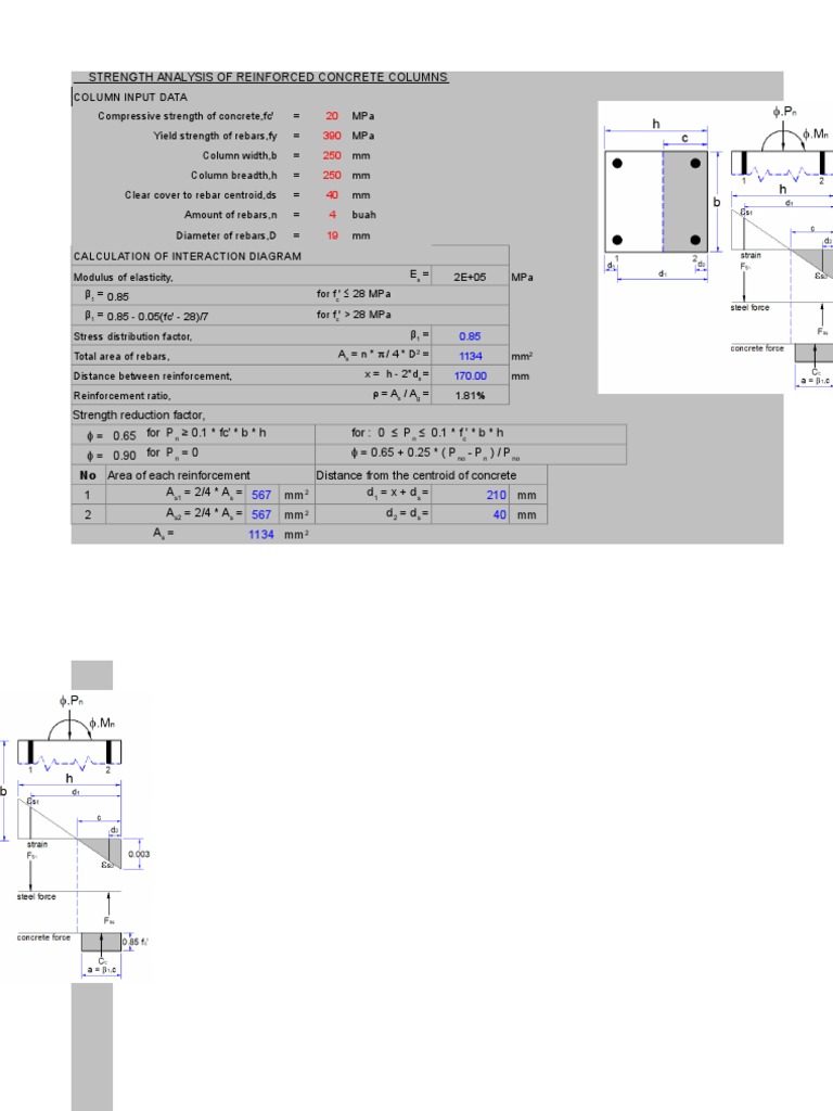 Column Input Data: No Area of Each Reinforcement | PDF | Solid Mechanics | Structural Engineering
