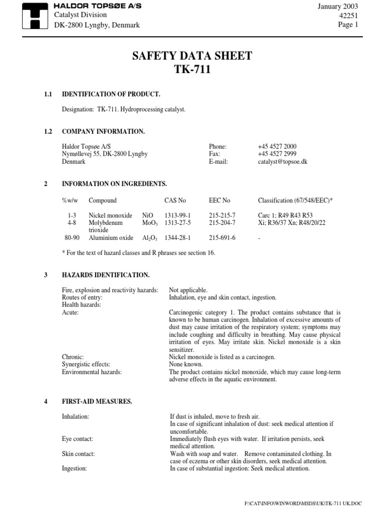 Material Data Sheet of TK 711 | PDF | Nickel | Molybdenum