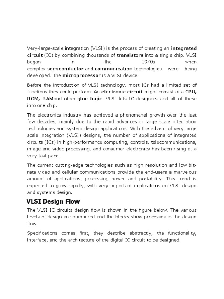 VLSI Design Flow: Circuit (IC) by Combining Thousands of Transistors ...